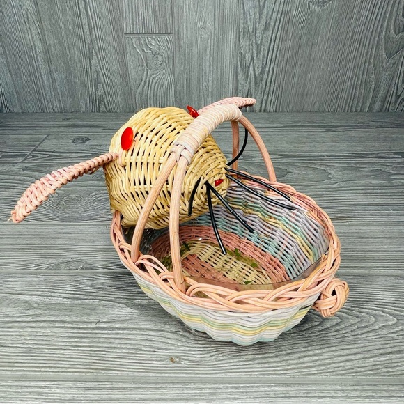 Vintage | Accents | Vintage Woven Bunny Rabbit Basket Pastel Easter ...